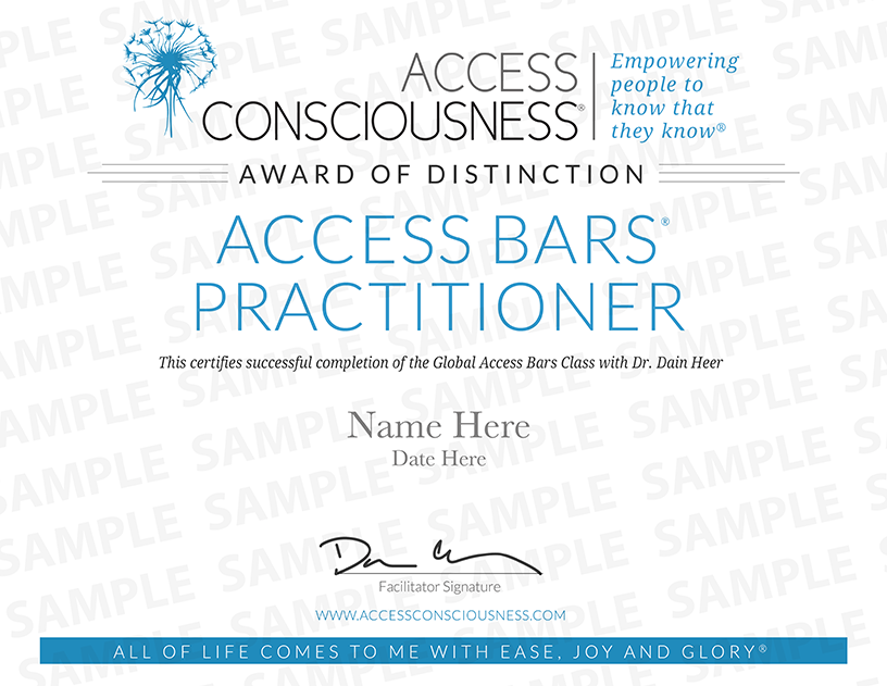 Global Access Bars Class Certificate | Access Consciousness